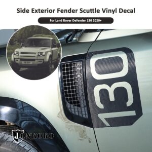 PVC Material Car Stickers,Side Exterior Fender Scuttle Vinyl Decal for Land Rover Defender 90 110 130 2020-2024 Car Side Fender Vent Vinyl Decal Sticker (for Defender 130, Carbon Fiber)