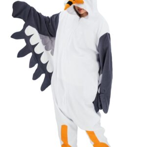 Adult Seagull One Piece Pajamas Animal Cosplay Halloween Costume for Men Women