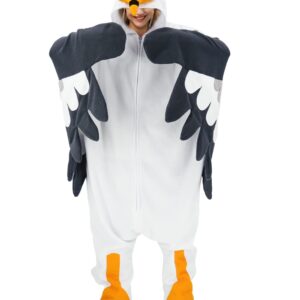 Adult Seagull One Piece Pajamas Animal Cosplay Halloween Costume for Men Women