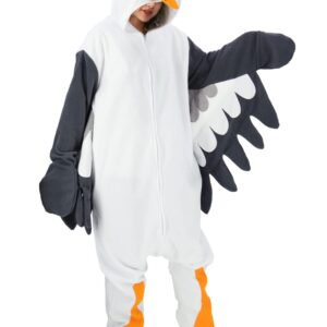 Adult Seagull One Piece Pajamas Animal Cosplay Halloween Costume for Men Women