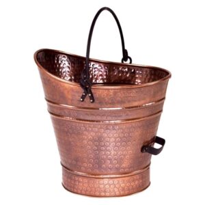 oakestry small antique copper coal hod scuttle ash pail container pellet bucket for fireplace ash embers coal & wood storage made of galvanized steel