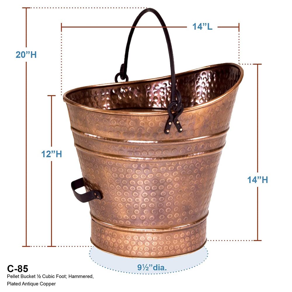 Oakestry Small Antique Copper Coal hod Scuttle ash Pail Container Pellet Bucket for Fireplace ash Embers Coal & Wood Storage Made of Galvanized Steel