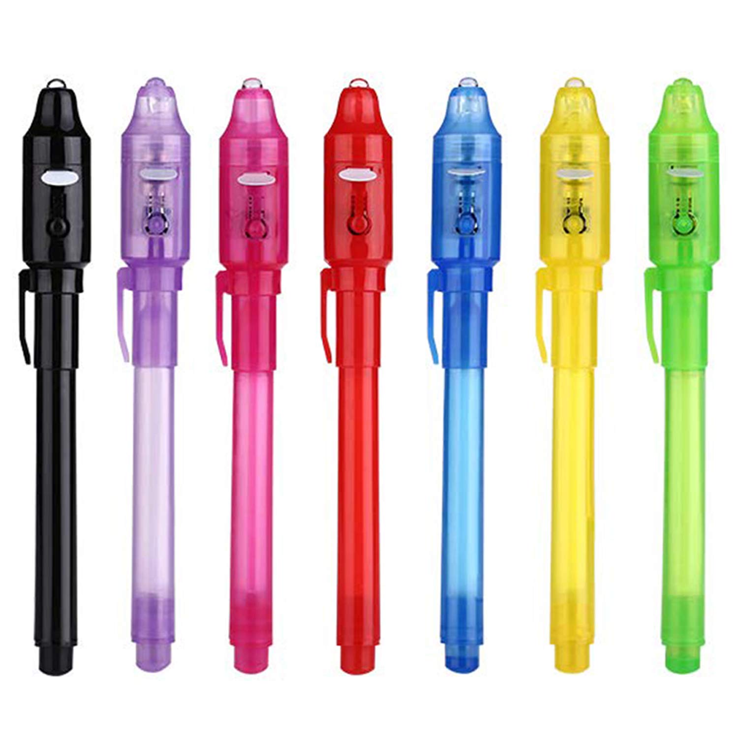 SCStyle Invisible Ink Pen 7Pcs,Spy Pen Marker Kid Pens for Writing Secret Message Pen Valentines Day Easter Day Halloween Christmas Birthday Party Bag Gift,Invisible Ink Pens with UV Light for Kids