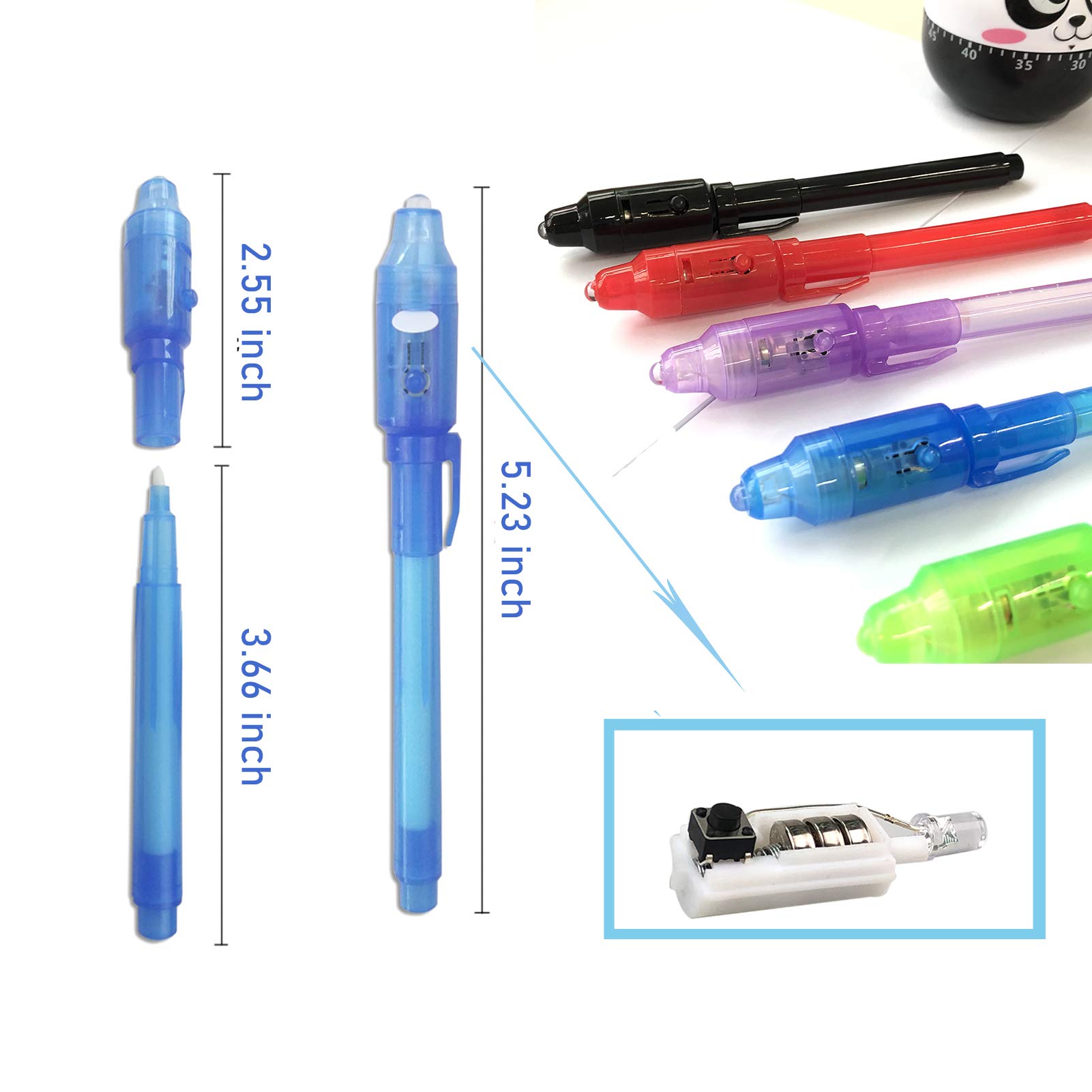 SCStyle Invisible Ink Pen 7Pcs,Spy Pen Marker Kid Pens for Writing Secret Message Pen Valentines Day Easter Day Halloween Christmas Birthday Party Bag Gift,Invisible Ink Pens with UV Light for Kids