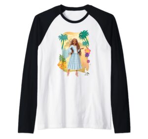 disney the little mermaid ariel & scuttle dry land raglan baseball tee