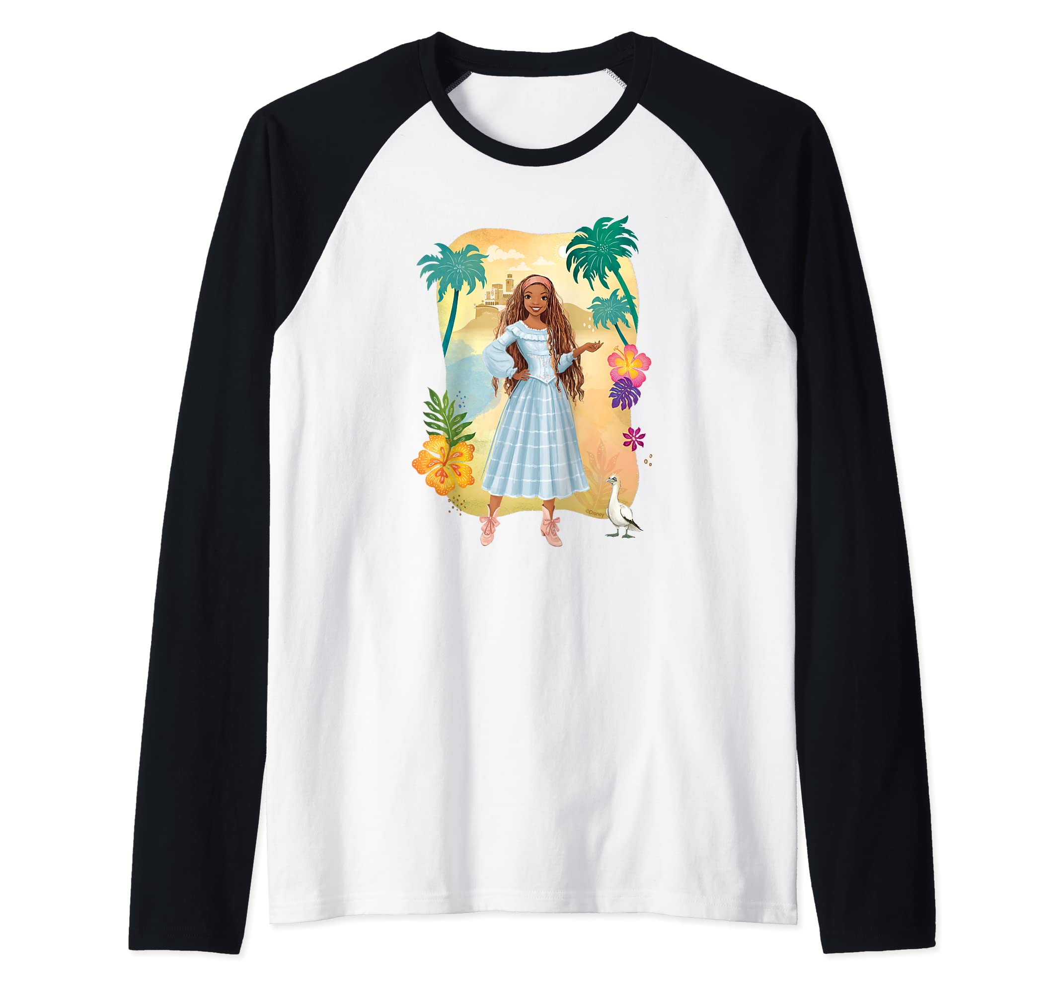 Disney The Little Mermaid Ariel & Scuttle Dry Land Raglan Baseball Tee