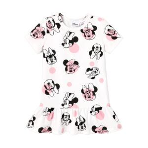 disney mickey and friends dress toddler girls dresses short sleeve ruffle hem dress a-line dress white 3-4 years