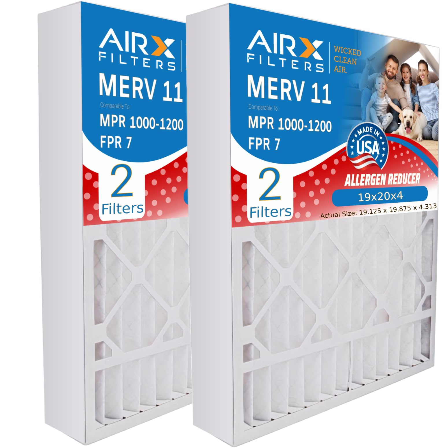 AIRX FILTERS WICKED CLEAN AIR. 19x20x4 Air Filter MERV 11 Compatible with Bryant Carrier FNCCAB0021 FILXXFNC-0021 Furnace Filter 2 Pack