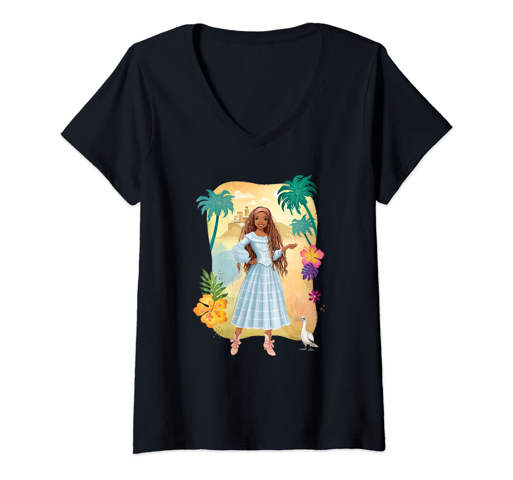 Disney The Little Mermaid Ariel & Scuttle Dry Land V-Neck T-Shirt