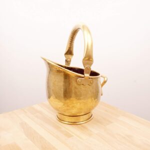 restored by ukaretro mid size coal scuttle/bucket || mid size hammered solid brass vintage brass fire place accessory