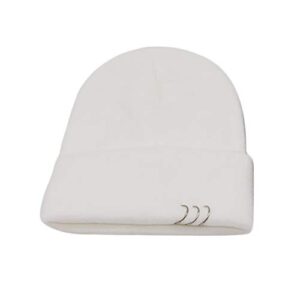 scuttle hat 3 knitted warm ring caps hat knitted metal fashionable buckled baseball caps tux hat (white, one size)