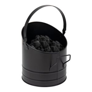 mind reader ash bucket, 6l (1.5 gal) capacity, wood stove fireplace accessories, metal, 9" l x 9" w x 10.5" h, large, black