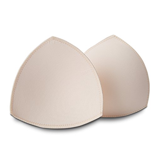 SERMICLE Bra Inserts 4 Pairs, Bra Pads Sewed Stitched Removable for Sports Bra B/C,C/D & D/E Cup Optional (Beige Triangle, B/C Cup)