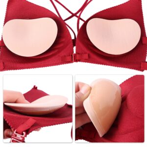 CYOUNG Silicone Adhesive Bra Pads Breast Inserts Breathable Push Up Sticky Bra Cups for Swimsuits & Bikini Beige