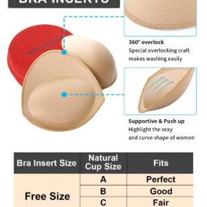 RELLECIGA Women's Push Up Bra Inserts Breast Enhancer Cups Removable Sport Bra Cups Inserts Nude