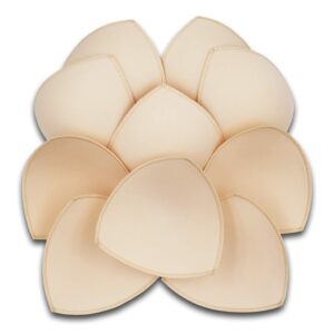 taohua garden 5 pairs bra pads inserts, removable, air cotton, foam sponge, breathable (beige, c/d cup)