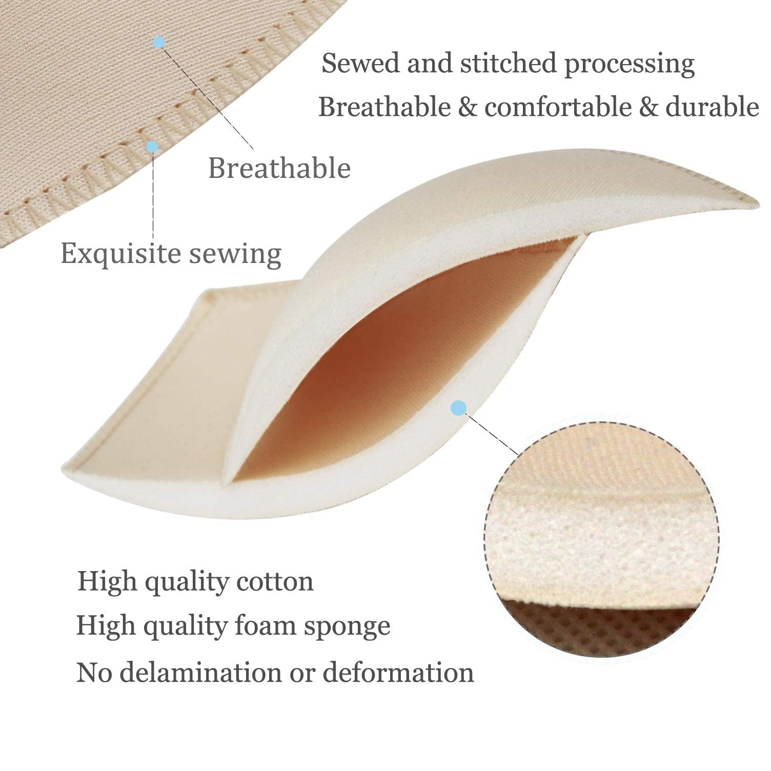 TAOHUA GARDEN 5 Pairs Bra Pads Inserts, Removable, Air Cotton, Foam Sponge, Breathable (Beige, C/D Cup)