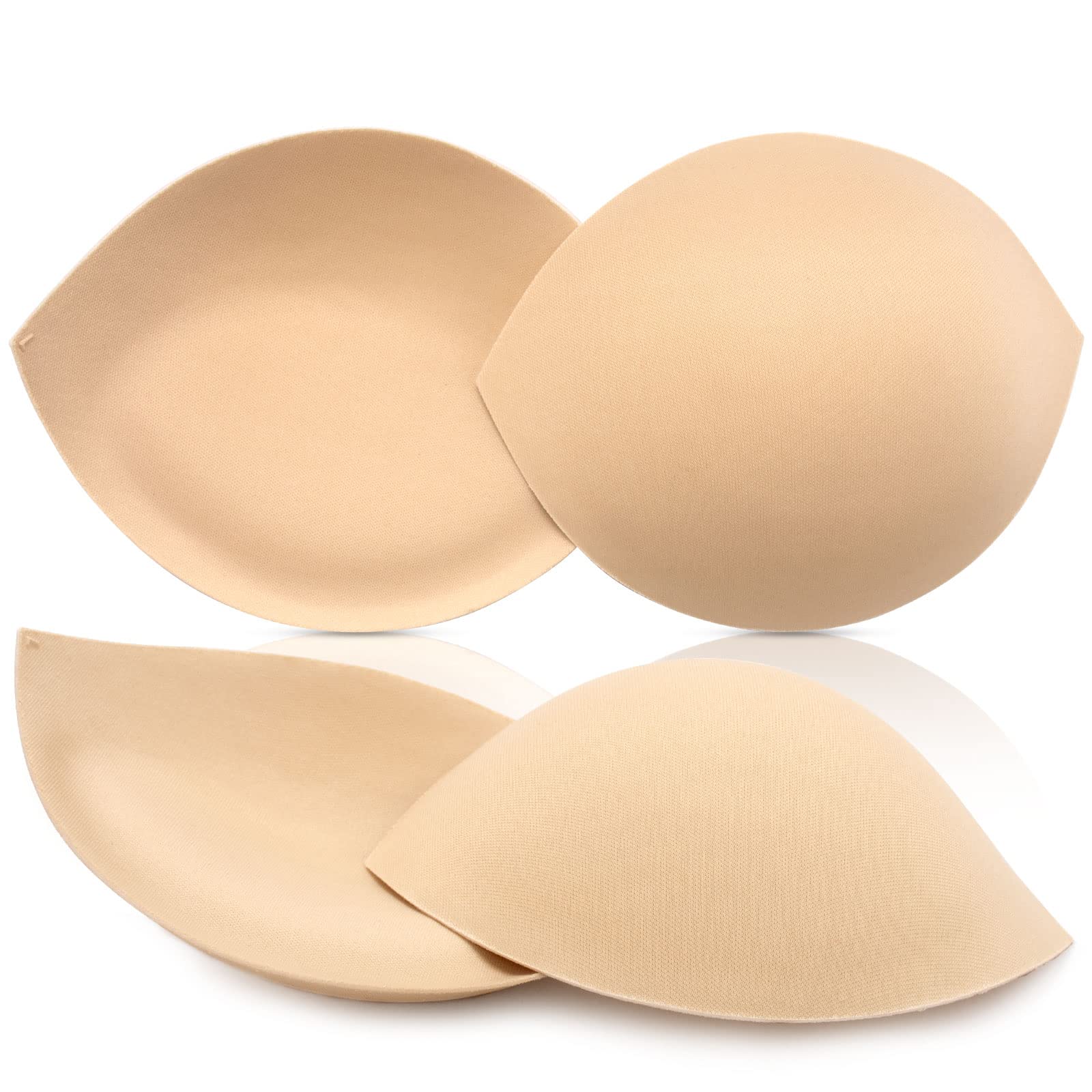 Bra Pads Inserts Breast Enhancers - 2 Pairs Push up Swimsuit Pads to Add 1-2 Cups Size | Removable Bra Insert & Comfy Padding for AB Cup Size