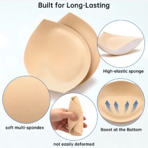 Bra Pads Inserts Breast Enhancers - 2 Pairs Push up Swimsuit Pads to Add 1-2 Cups Size | Removable Bra Insert & Comfy Padding for AB Cup Size