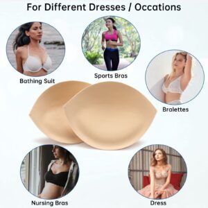 Bra Pads Inserts Breast Enhancers - 2 Pairs Push up Swimsuit Pads to Add 1-2 Cups Size | Removable Bra Insert & Comfy Padding for AB Cup Size