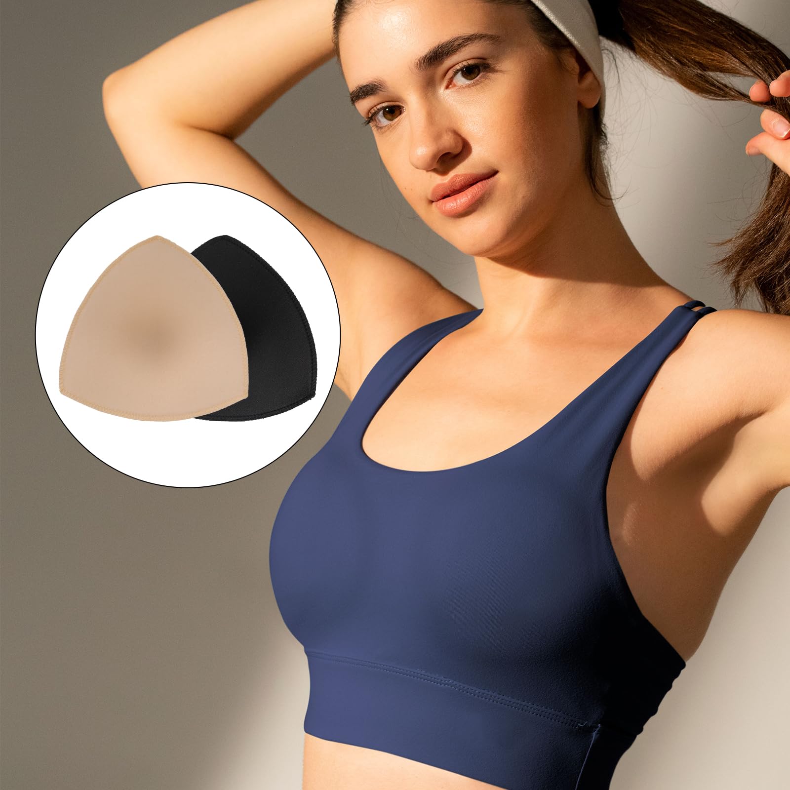 2 Pairs Triangle Sports Bra Inserts Bra Cups Insert Sports Bra Pad Push Up Breast Bra Insert Pads Removable Sew in Bra Cups for Women