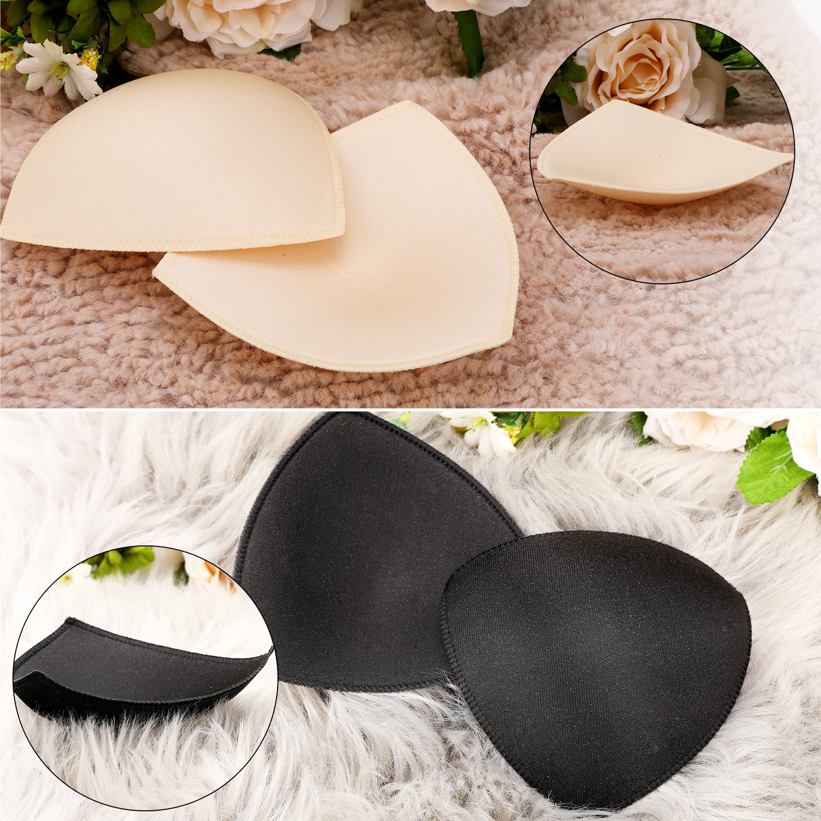 2 Pairs Triangle Sports Bra Inserts Bra Cups Insert Sports Bra Pad Push Up Breast Bra Insert Pads Removable Sew in Bra Cups for Women