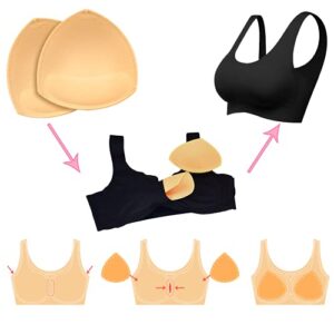 TopBine 3 Pairs Bra Pads Inserts Women's Sports Cups Bra Replacement Insert for Bikini Swimsuit