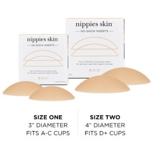 Nippies Non-Adhesive Bra Liner Nipple Covers for Women – Reusable Silicone No-Show Inserts Bra Pad Enhancements with Travel Box - Creme