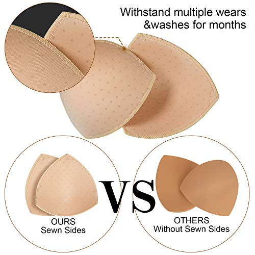 FUNCYboo Bra Pads Inserts 5 Pairs, Bra Inserts Breathable and Removable Bra Cups Inserts for Sport Bra Bikini Inserts (5 Beige)