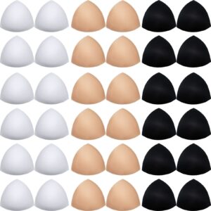 18 pairs triangle sports bra pads inserts women push up breast bra insert pads sponge removable bra cup inserts pad (white, black, nude color)