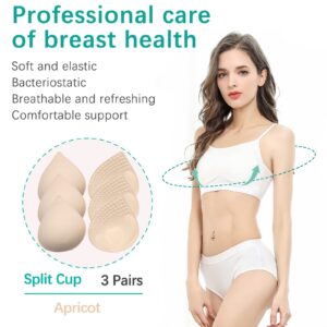 Bra Pad Inserts 3 Pairs, Bra Pads Sewn Padded for Sports Bra A/B/C/D Cup Beige or Black, Green or Grey or Pink Optional-BEIGE-M