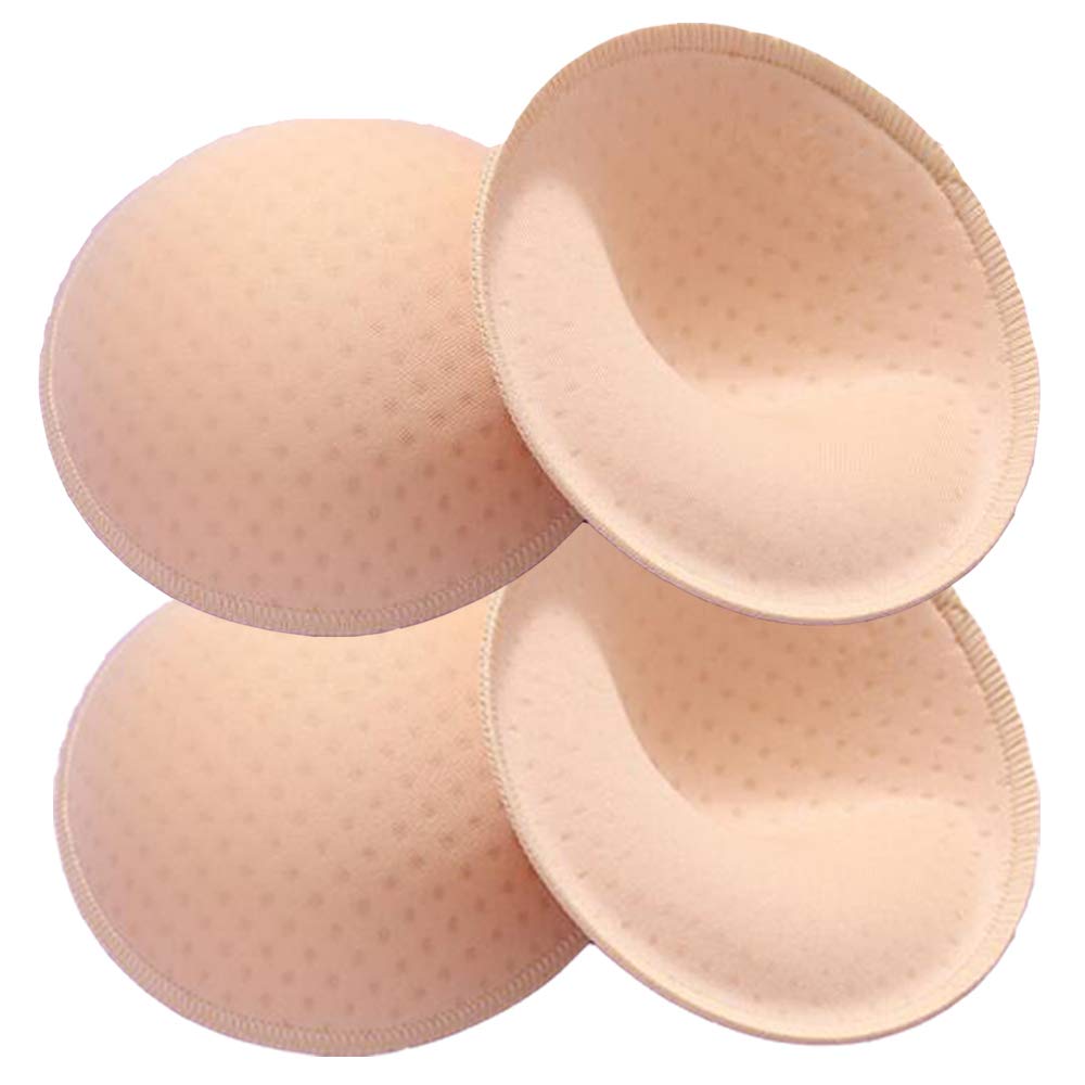 ONDY Bra Insert Pads 2 Pairs, Round Breast Enhancers,Invisible Bra Push Up Pad for Yoga Sports Bra (C/D) Beige