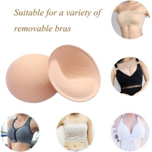 ONDY Bra Insert Pads 2 Pairs, Round Breast Enhancers,Invisible Bra Push Up Pad for Yoga Sports Bra (C/D) Beige