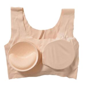 ONDY Bra Insert Pads 2 Pairs, Round Breast Enhancers,Invisible Bra Push Up Pad for Yoga Sports Bra (C/D) Beige