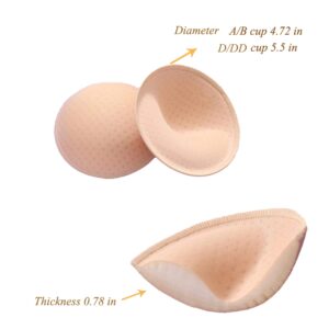 ONDY Bra Insert Pads 2 Pairs, Round Breast Enhancers,Invisible Bra Push Up Pad for Yoga Sports Bra (C/D) Beige