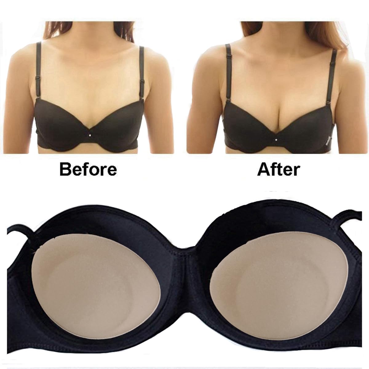 Adhesive Bra Insert Pads Reusable Breast Enhancer Bra Pads Removable Breathable Sticky Push Up Inserts Pad Bra