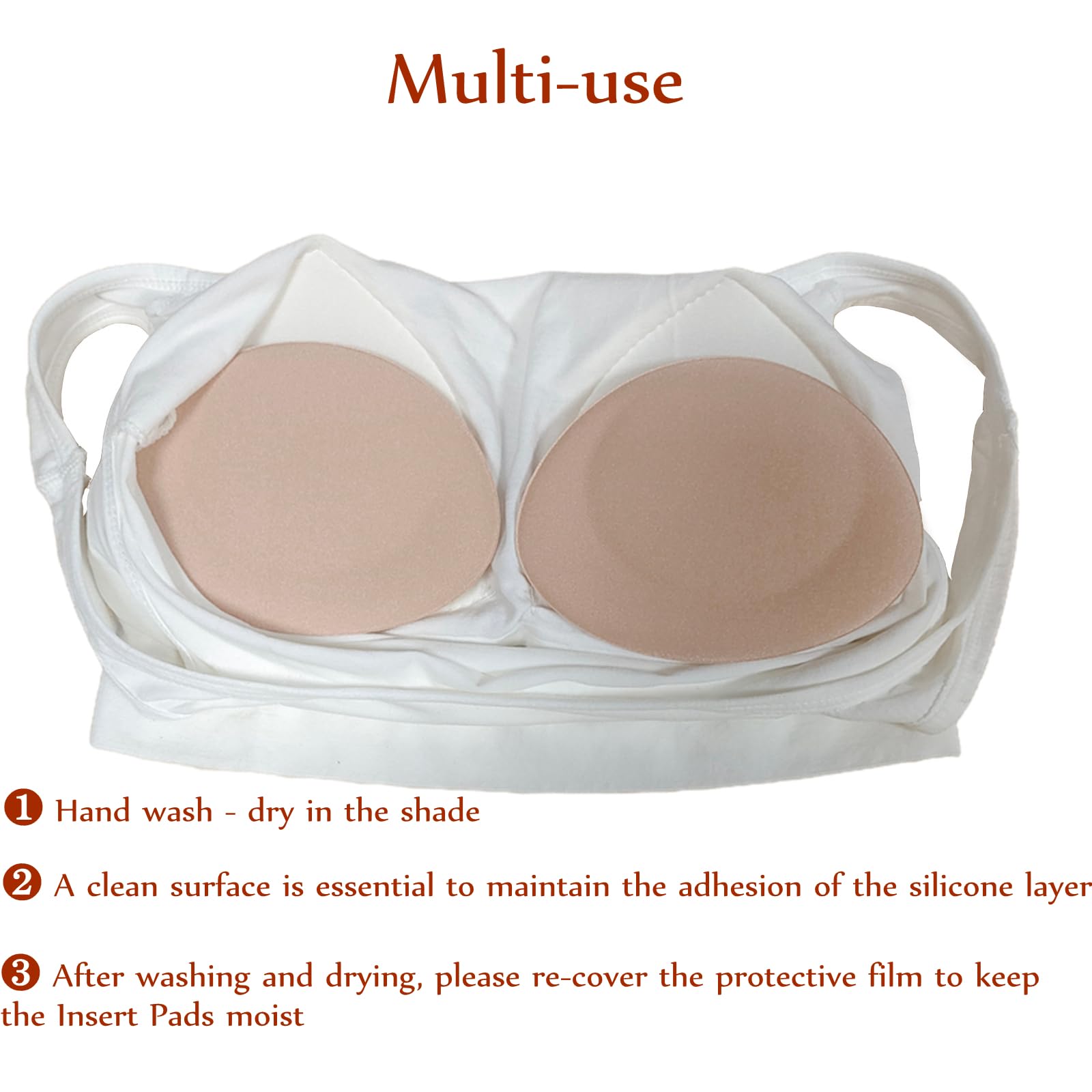 Adhesive Bra Insert Pads Reusable Breast Enhancer Bra Pads Removable Breathable Sticky Push Up Inserts Pad Bra