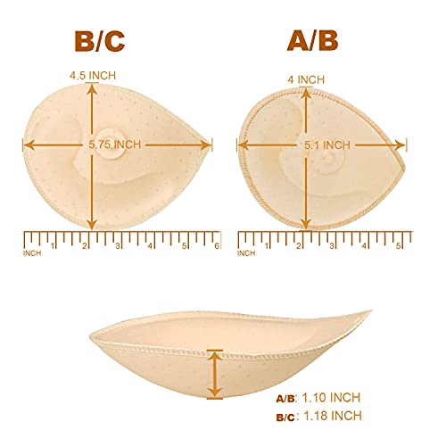 TopBine Bra Pads Inserts Women's Sports Cups Bra Replacement Insert for Bikini Swimsuit (-7 C/D 3 Color, C/D)