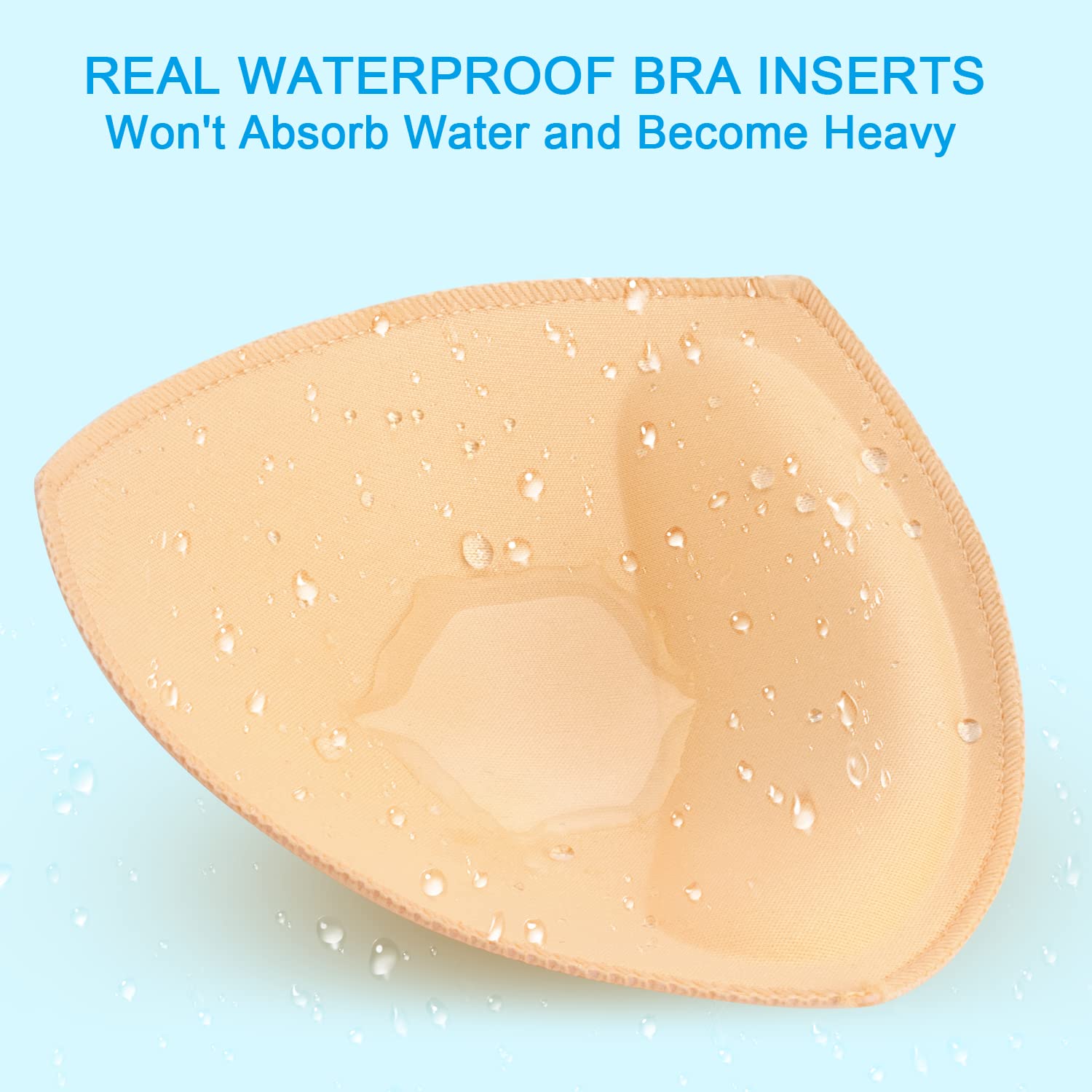 Bra Insert Pads Swimsuit Padding - Waterproof Bra Cups Inserts with Sewn Edges | Removable Bra Replacement Pads for Sports Bra Bikini Bathing Suits | 3 Pairs Breast Enhancers for A/B Cup