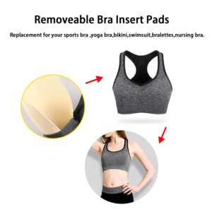 DAYKIT 3 Pairs Removeable Triangle Bra Pads Inserts for Bikinis Tops Sports Bra Swimsuit Beige