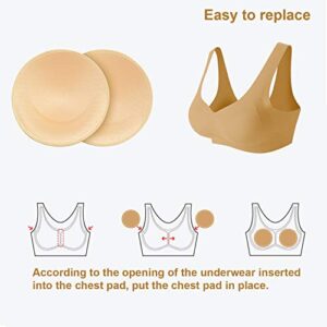 TopBine Round Yoga Bra pad Sports Bra Inserts Pads (C/D Beige)