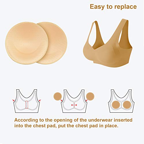 TopBine Round Yoga Bra pad Sports Bra Inserts Pads (C/D Beige)