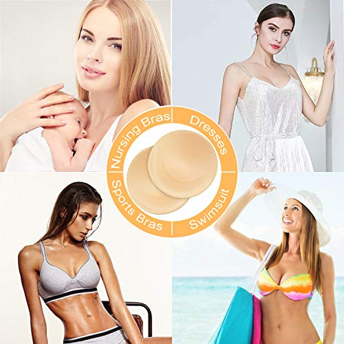 TopBine Round Yoga Bra pad Sports Bra Inserts Pads (C/D Beige)