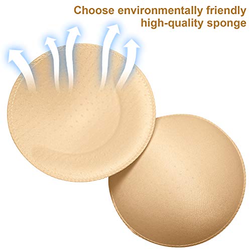 TopBine Round Yoga Bra pad Sports Bra Inserts Pads (C/D Beige)