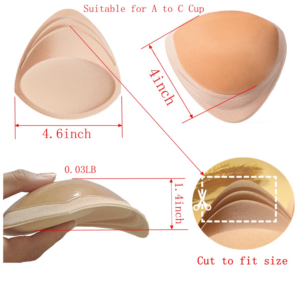 DHCare Women’s Adhesive Bra Pads Removable Breathable Push Up Sticky Bra Cups Inserts Breast Enhancer