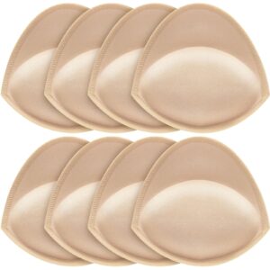 4 pairs push up bra inserts breast enhancer cups bra pad inserts sewn edges bra replacement pad sew in bra cups sports (beige)