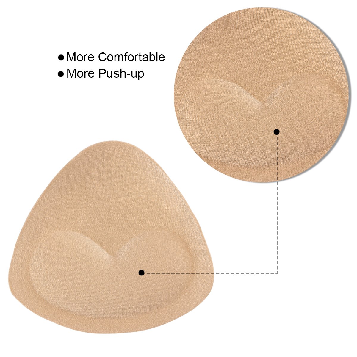 SERMICLE Self-Adhesive Bra Pads inserts, Removeable Silicone Triangle Push Up Pads With Massage 2 Pairs (Beige and Black)