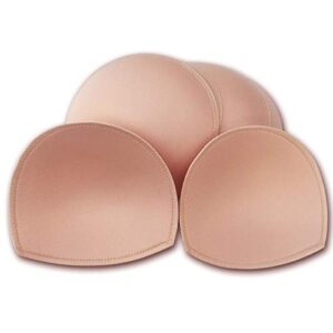 wmugthome 3 pair sewn bra pads inserts for women's sports to hide nipples or bra inserts push up(beige-semicircle-a cup)