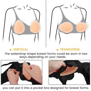 Vollence One Pair B Cup Teardrop Silicone Breast Forms Mastectomy Bra Enhancer Inserts Concave Bra Pads