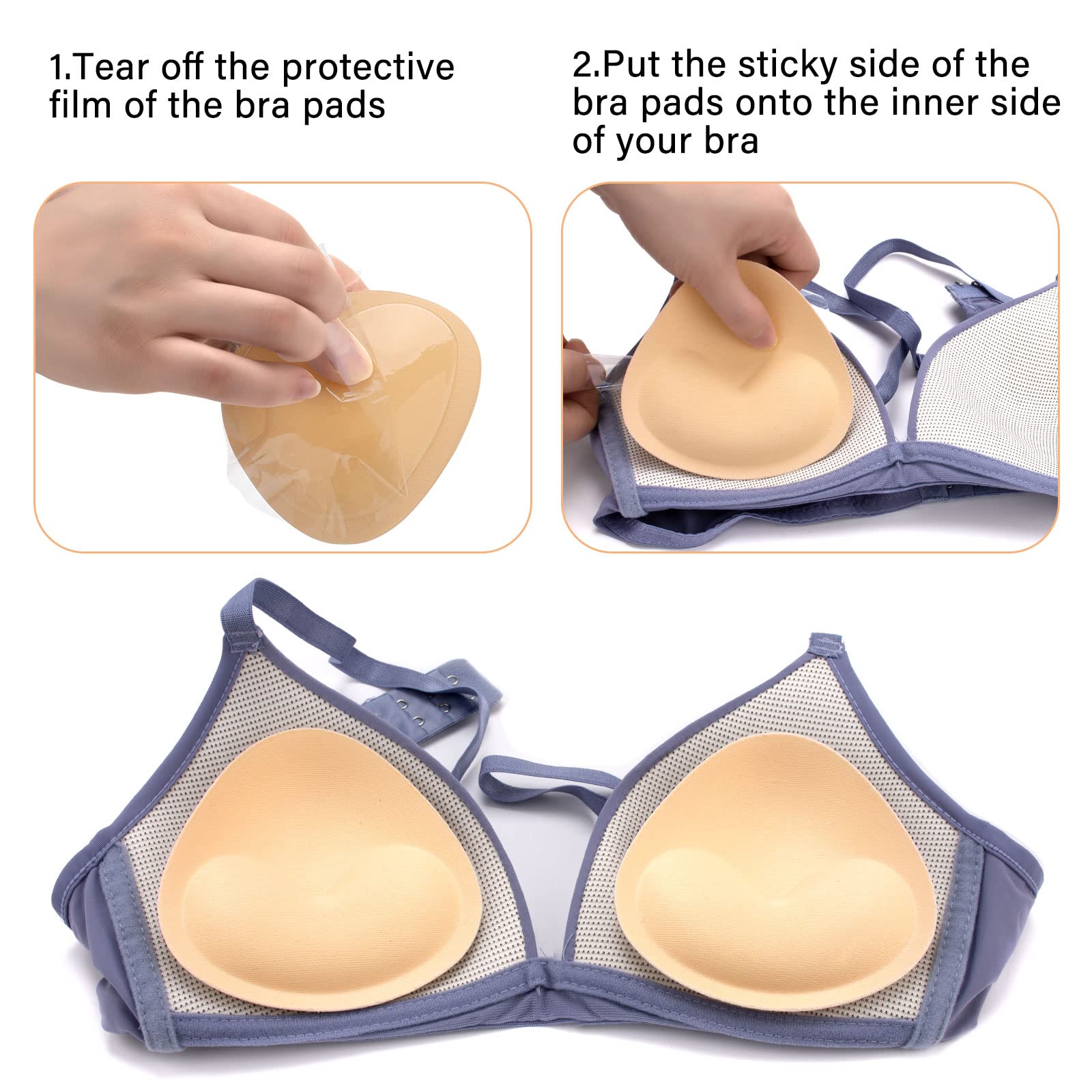 Nimiah Silicone Bra Inserts Breast Pads - 3 Pairs Waterproof Push-up Inserts for Women | Removable Breathable Sticky Bra Cups for Swimsuits Dresses Bikini Tops